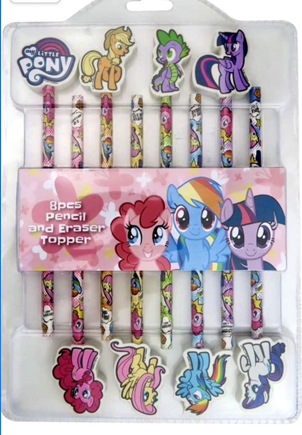 My Little Pony - 8 piece pencil & eraser topper, Hobbies & Toys ...