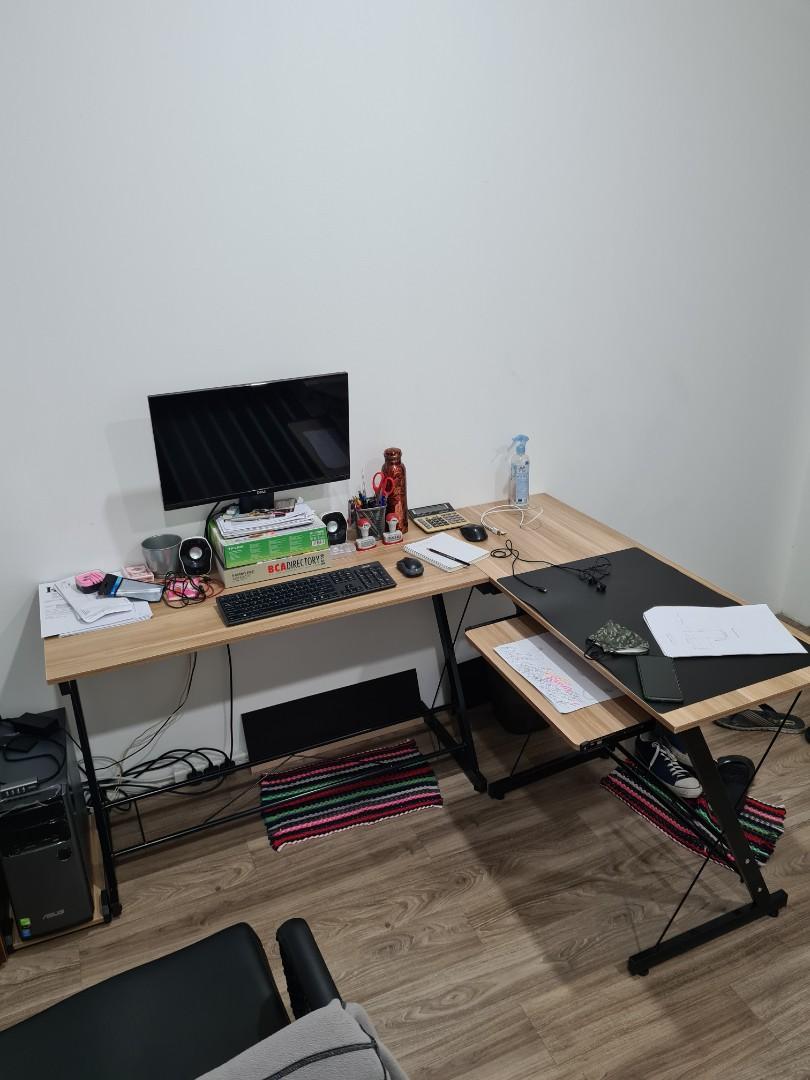 Pc table with sliding keyboard holder, Furniture & Home Living ...