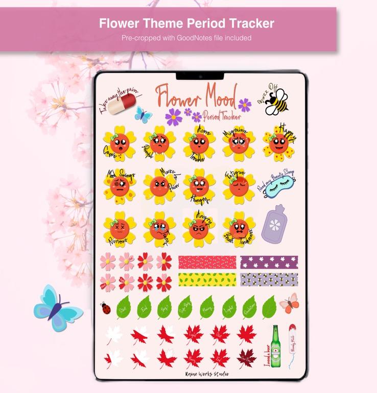 Period Tracker Stickers | Mood Tracker Stickers | Flower Theme Stickers ...