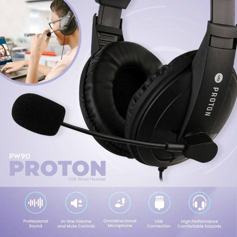 PROTON PW90 WIRED HEADSET with LEATHER EARPADS, Audio, Headphones ...