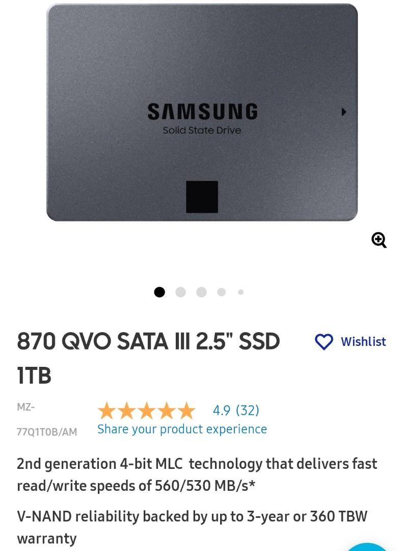 Samsung Internal SSD 870 QVO SATA III 2.5" 1TB, Computers & Tech, Parts ...