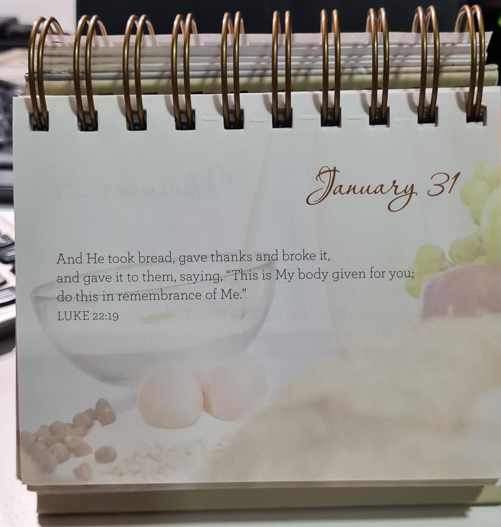 Table calendar with cooking recipe and daily scriptures, Hobbies & Toys ...