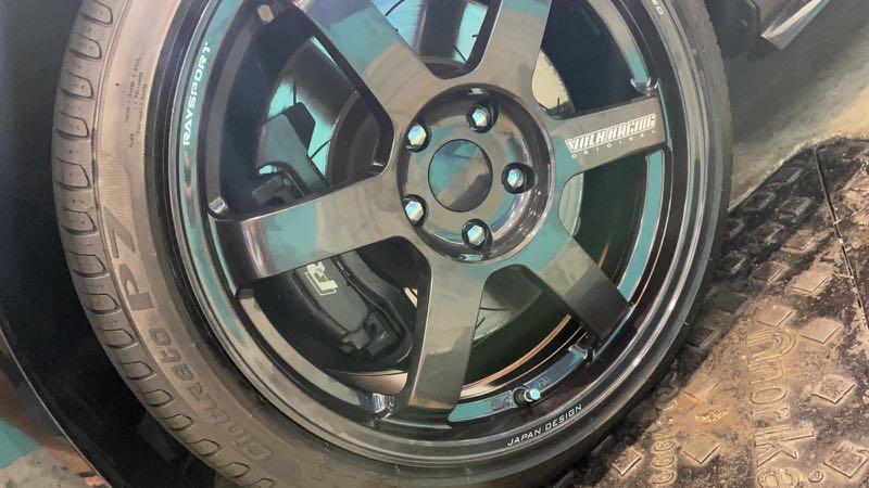 Te37 saga , dark silver, Car Accessories, Tyres & Rims on Carousell