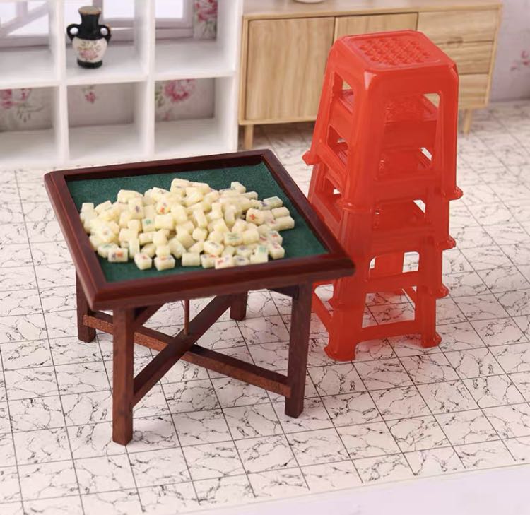 1:12 Vintage Miniature Mini Toy Display Mahjong set comes with Mahjong ...