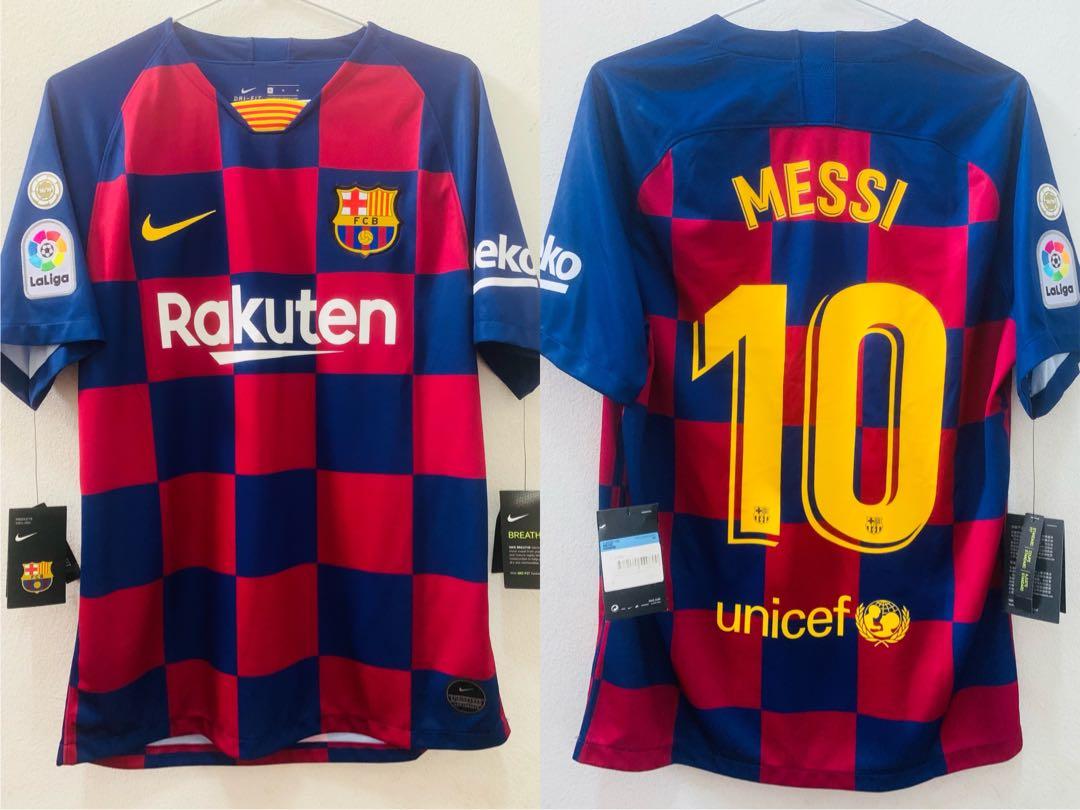 19/20 Barcelona Home Kit Messi #10 (BNWT) Liga Badges, Men's Fashion ...