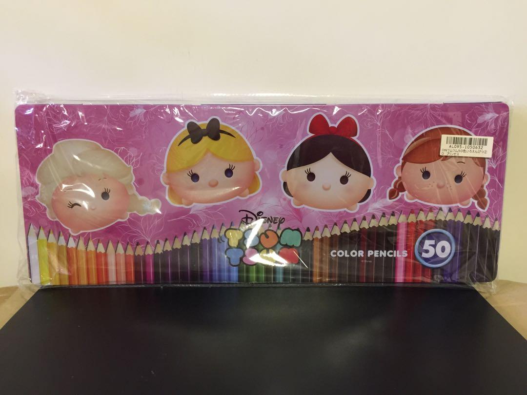 全新 Disney Tsum tsum 公主 木顏色筆 50色, 興趣及遊戲, 手作＆自家設計, 文具 - Carousell