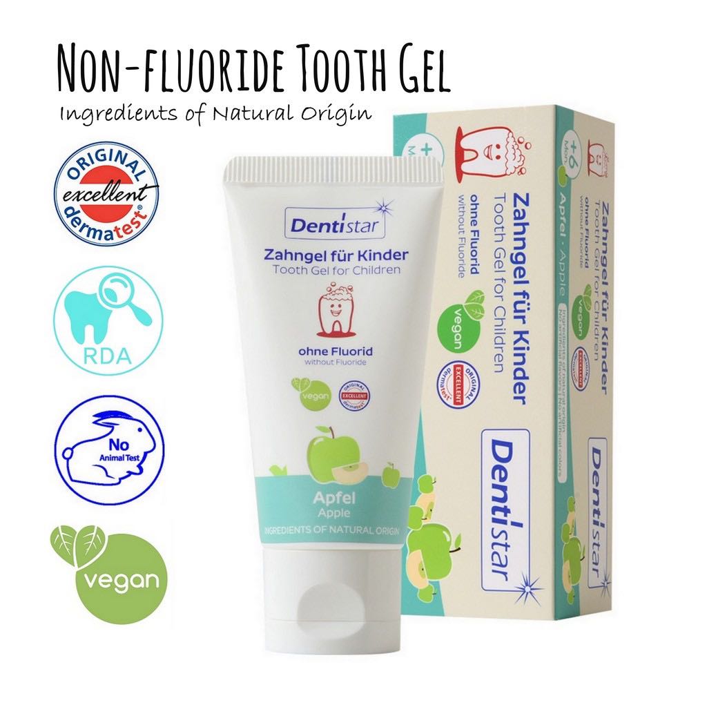 Dentistar Non-Fluoride Tooth Gel / Toothpaste for Children, Apple, 60ml ...