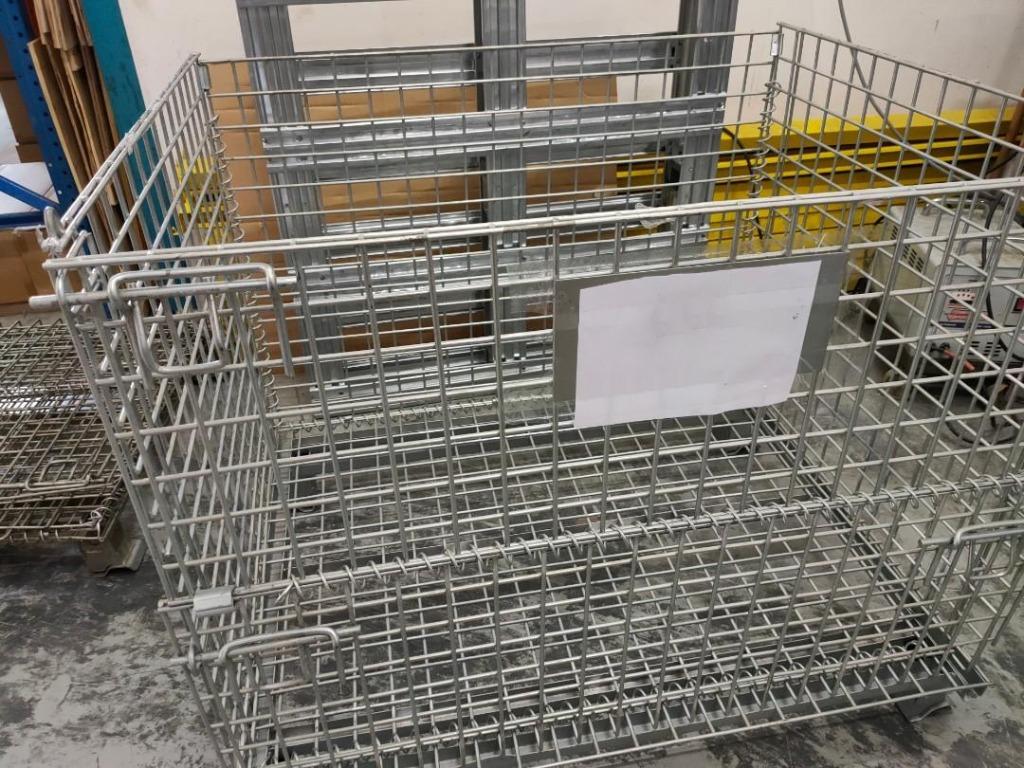 Foldable Metal Wire Mesh Bulk Storage Cage (Industrial), Furniture ...