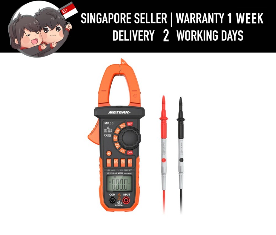 Meterk MK06 Digital Clamp Meter, Handheld LCD 4000 Counts AC/DC Voltage ...