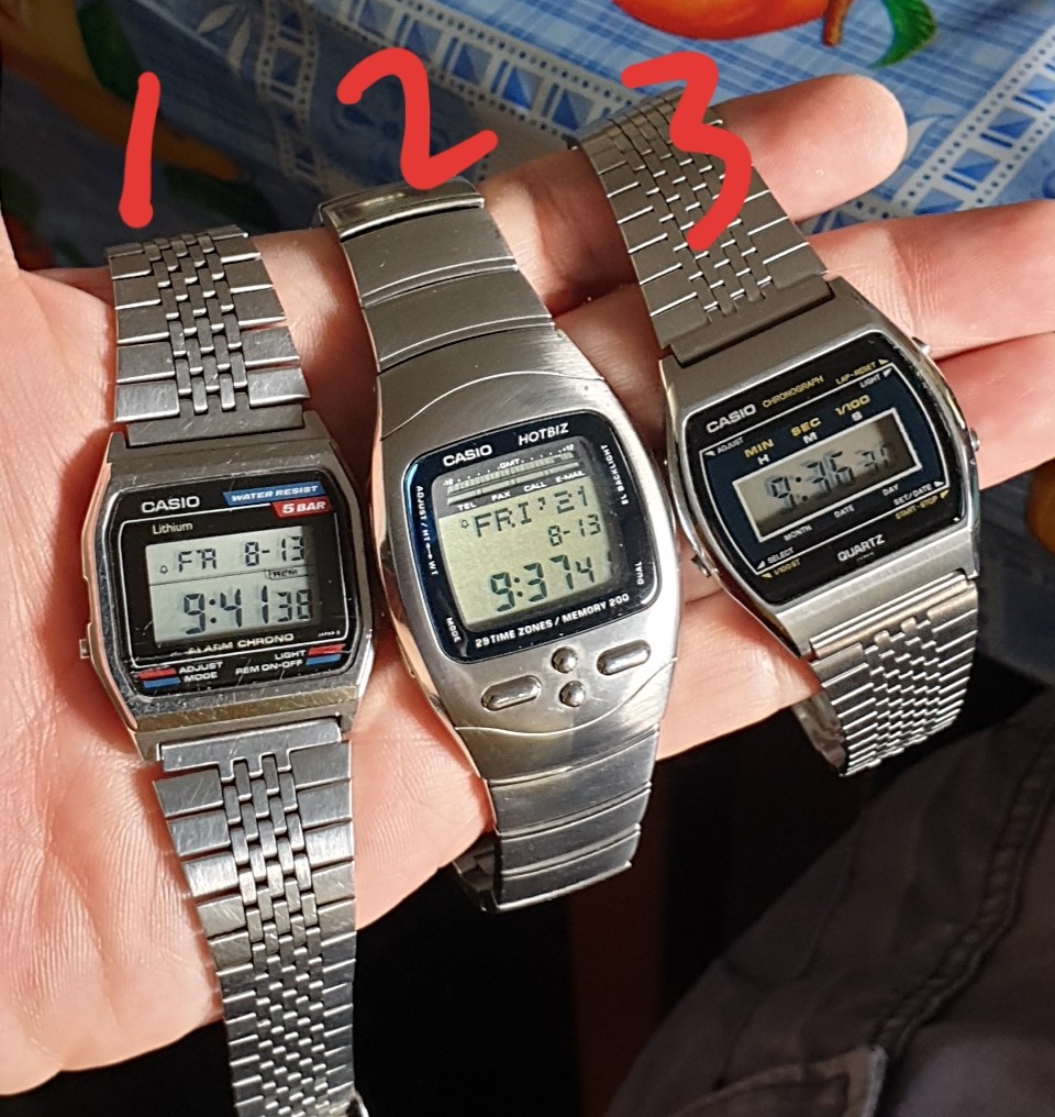 Rare old vintage casio digital watch. 1:W-38, 2:HBZ-110 3:60QS-20, Men ...