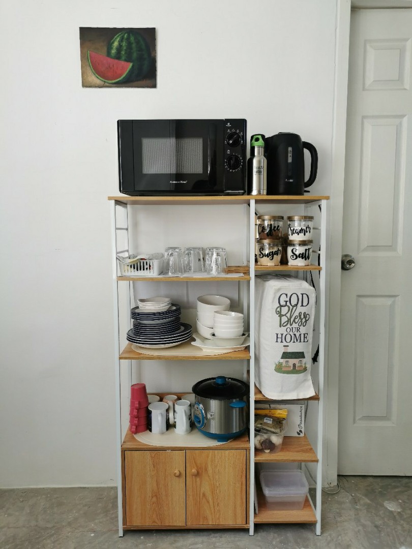 SPACE SAVER WOODEN KITCHEN SHELVES WITH CABINET TWO ROWS, Furniture ...