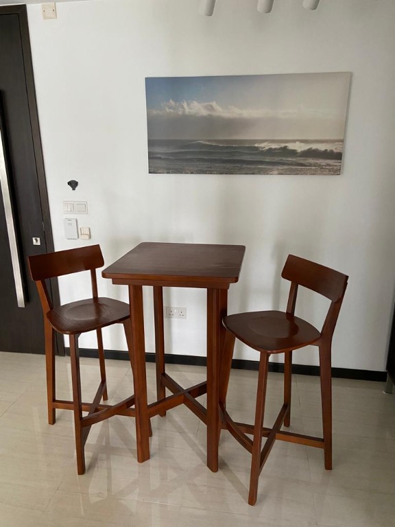 Teak high table with 2 chairs, Furniture & Home Living, Furniture ...