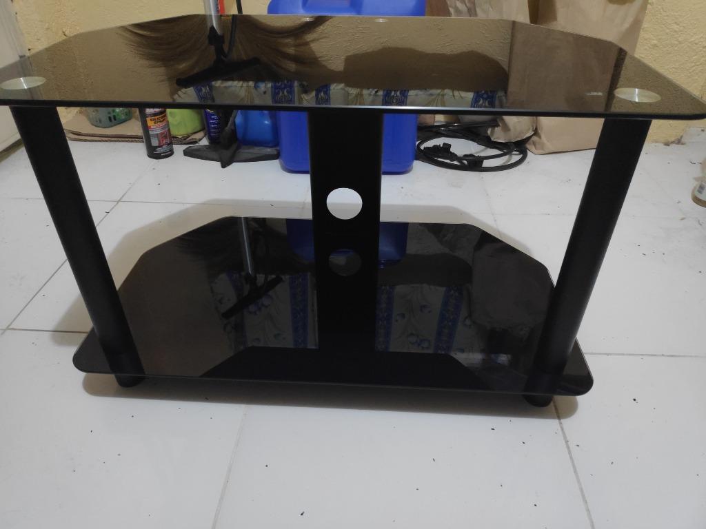TRUE VISION Glass Dual Layer TV Stand Rack Table, Furniture & Home ...