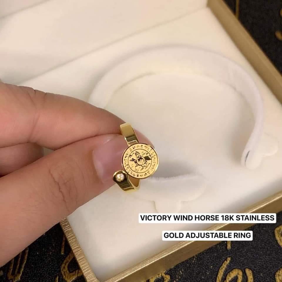 VICTORY WIND HORSE 18K STAINLESS GOLD ADJUSTABLE RING, Women's Fashion ...