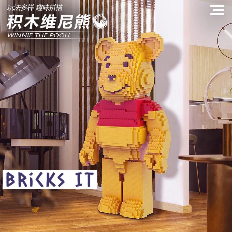 Winnie the Pooh BearBrick 1000% (Lego Brick Compatible) Comes with ...
