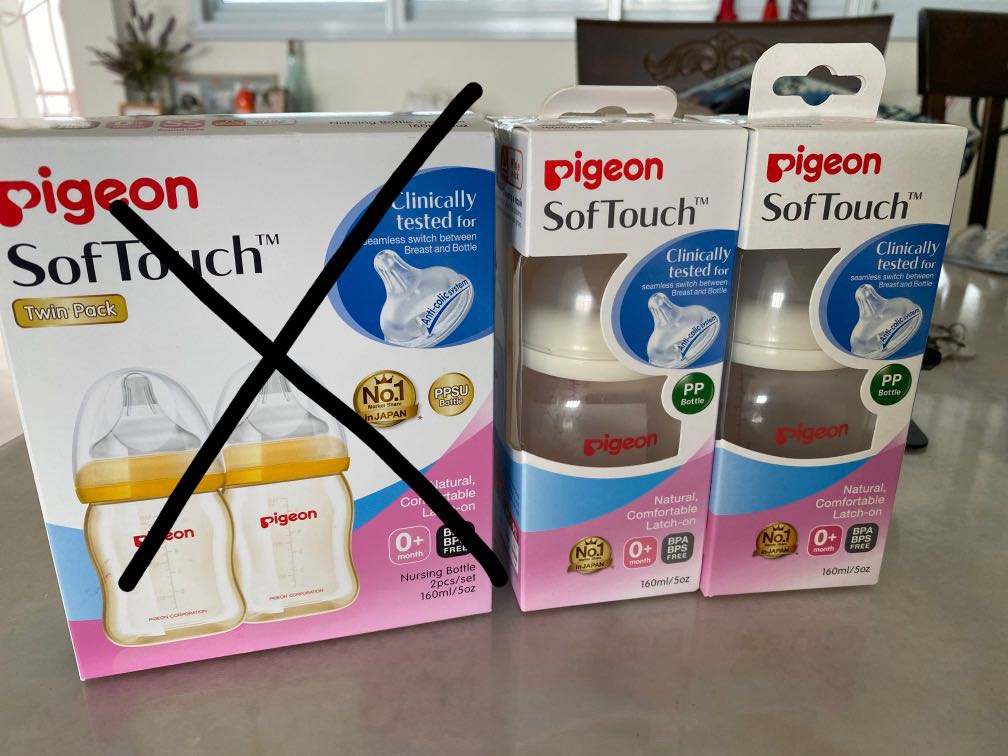 160ML Pigeon Soft Touch 0+ months Bottles, Babies & Kids, Nursing ...
