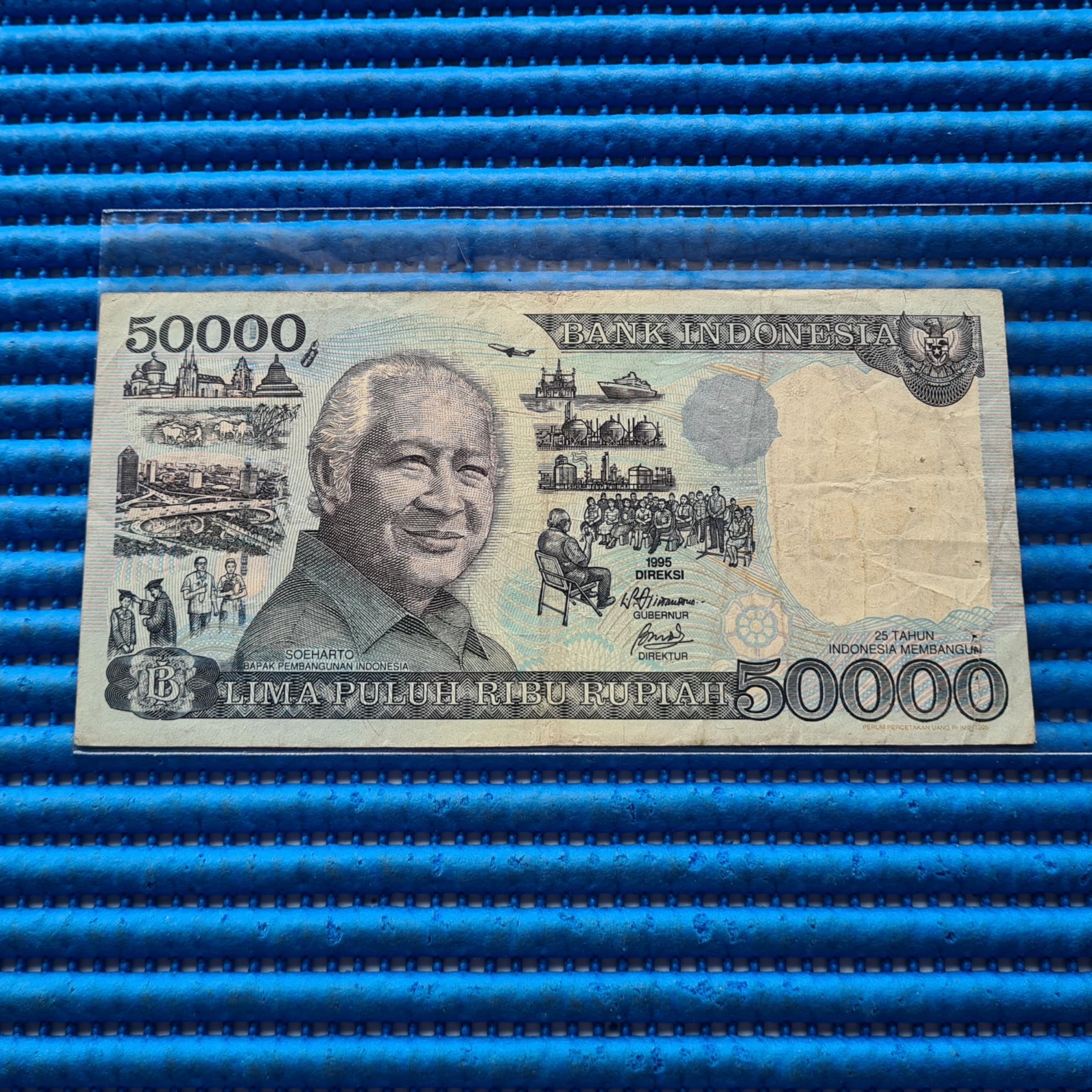 1995 Indonesia President Soeharto 50000 Lima Puluh Ribu Rupiah Note MAE ...