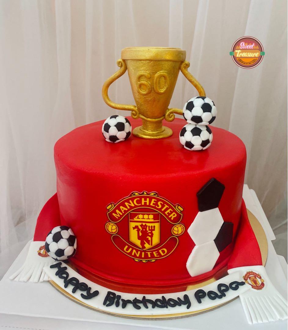 Different sizes avail - 6”, 8” cake or 2 tiers cakes Manchester United ...