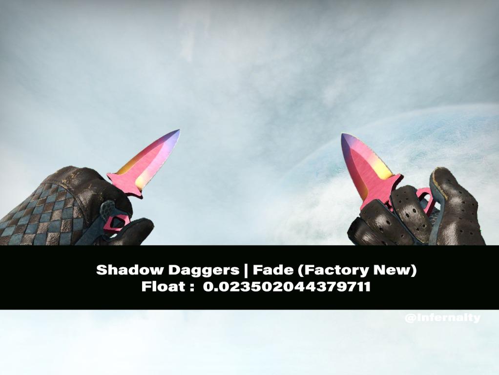 (92% FADE) Shadow Daggers Fade FN CSGO SKINS KNIVES, Video Gaming ...