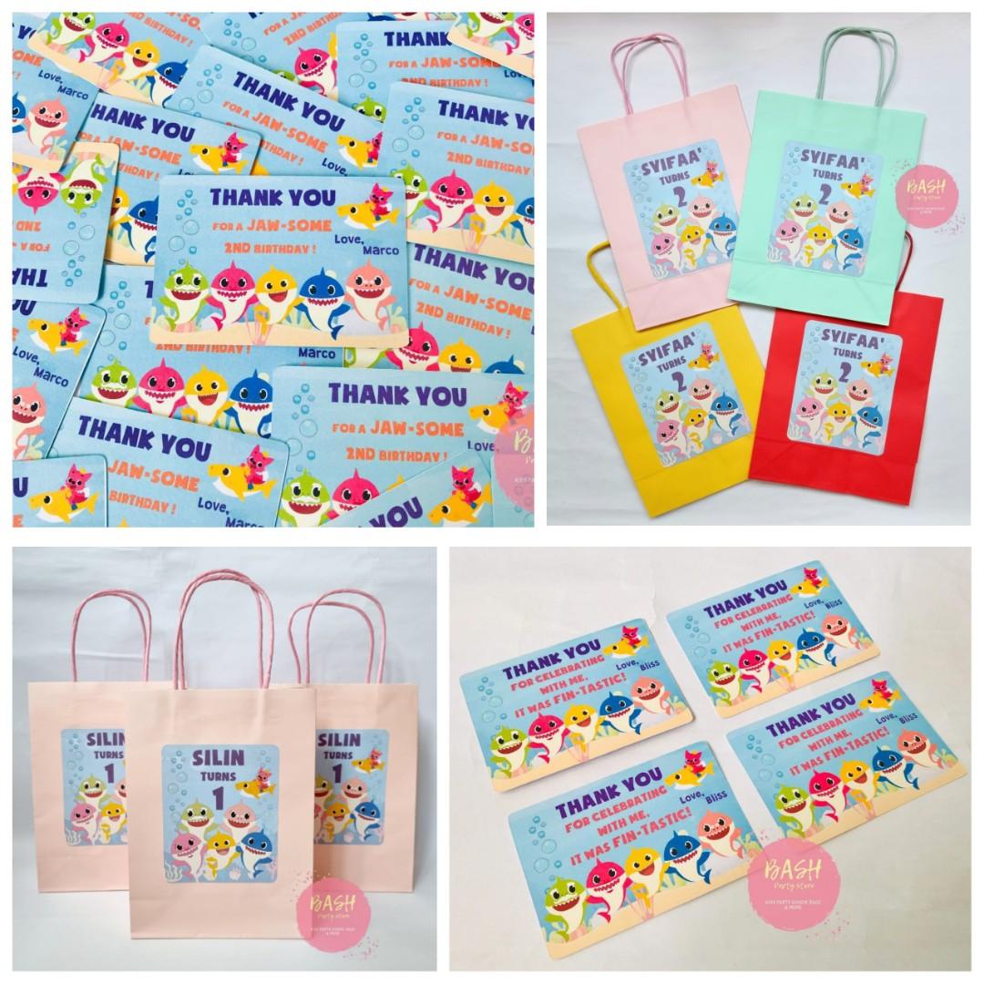 Baby Shark Customised Kids Birthday Handmade Thank You Tag Gift Goodie ...