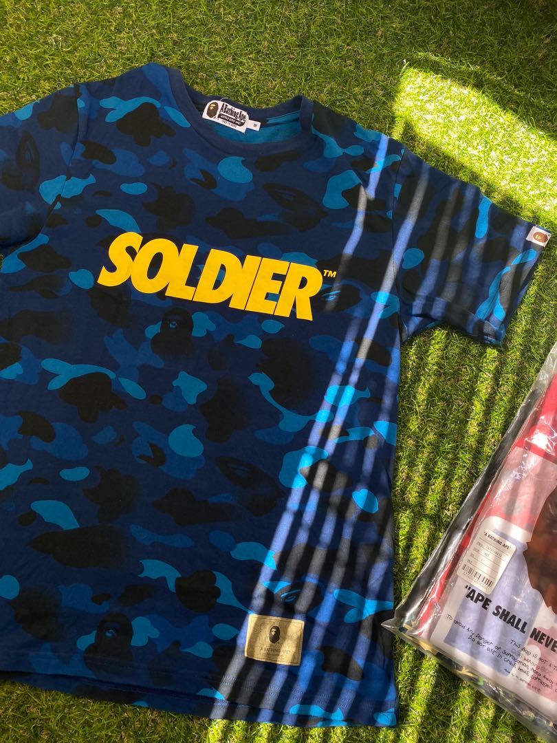 Bathing Ape Blue Camo Soldier Edition, Men's Fashion, Tops & Sets ...