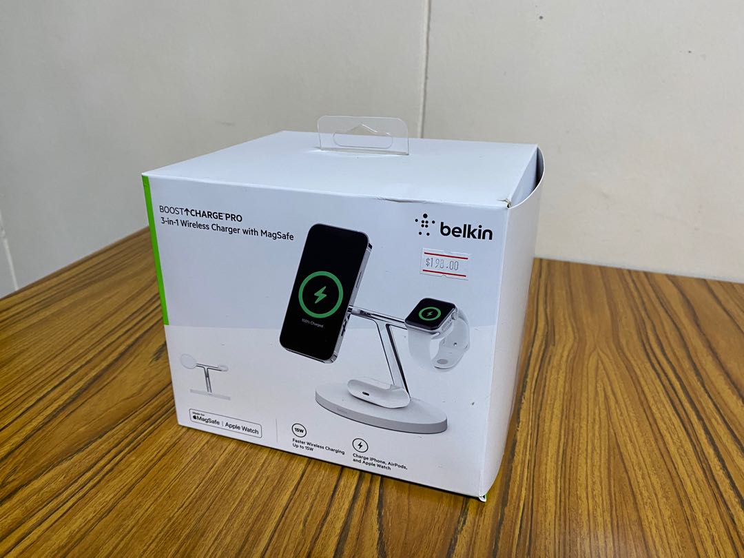 Belkin Boost Charge Pro 3-in-1 Wireless Charger with MagSafe, Mobile ...