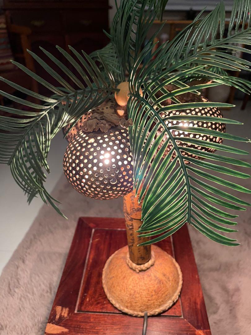 Coconut tree table lamp ( with dimmer), Furniture & Home Living ...