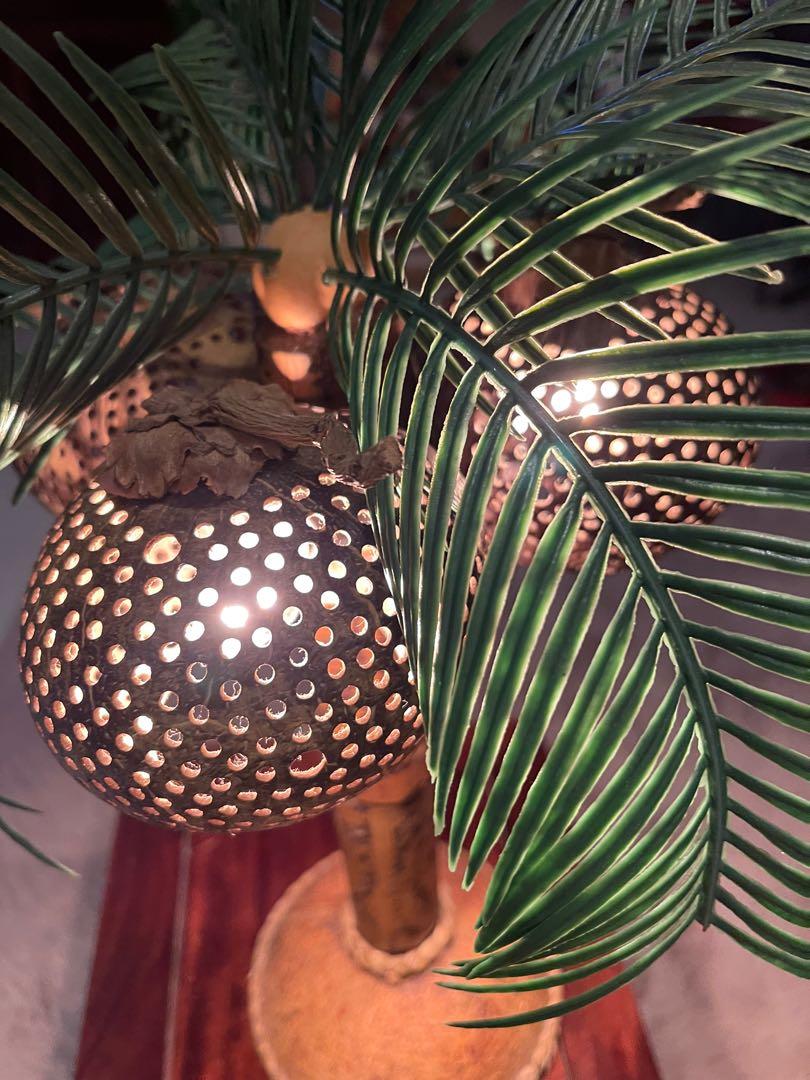 Coconut tree table lamp ( with dimmer), Furniture & Home Living ...