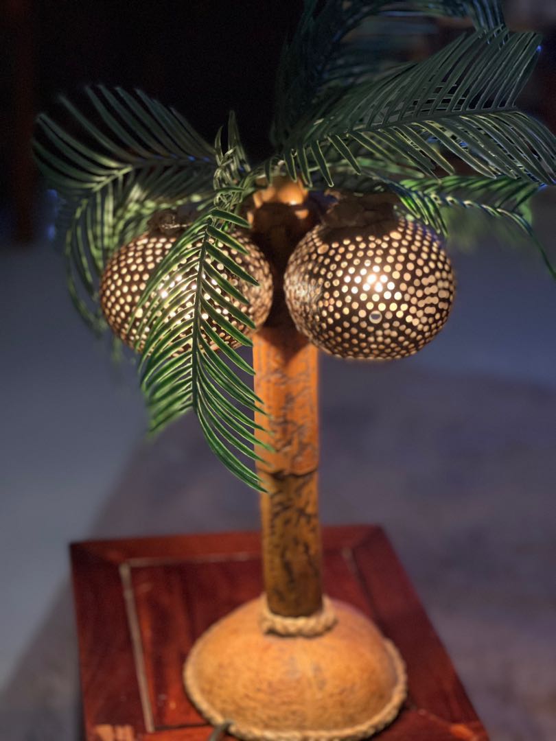 Coconut tree table lamp ( with dimmer), Furniture & Home Living ...