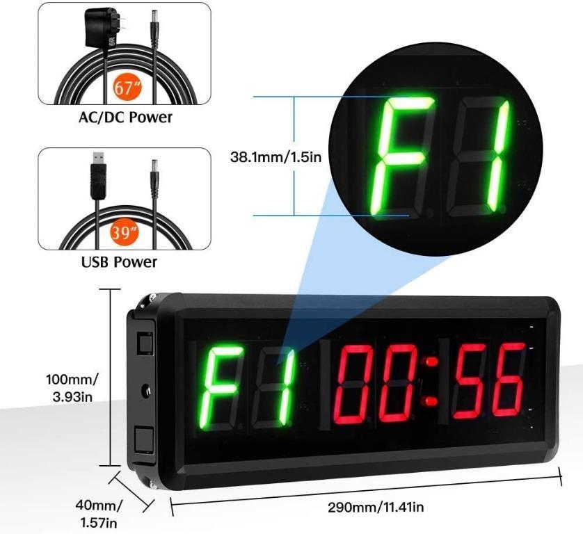F2193 Elikliv Gym Timer, LED Interval Timer Count Down/Up Clock ...