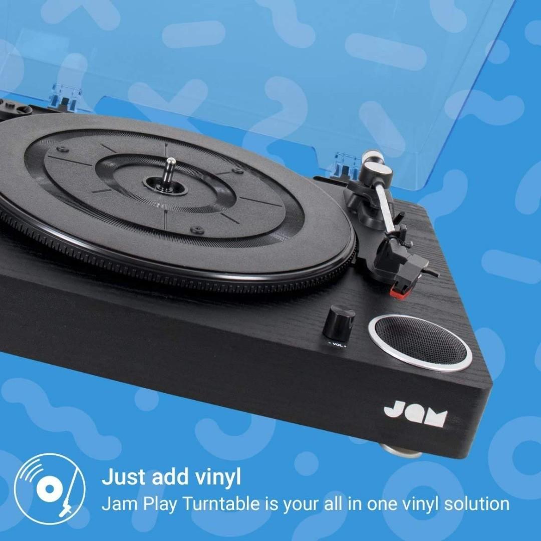JAM Turntable Vinyl Record Player, 3 Speed Belt Drive for Superior ...