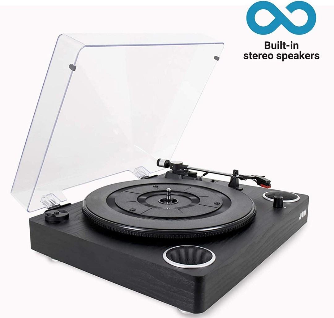 JAM Turntable Vinyl Record Player, 3 Speed Belt Drive for Superior ...