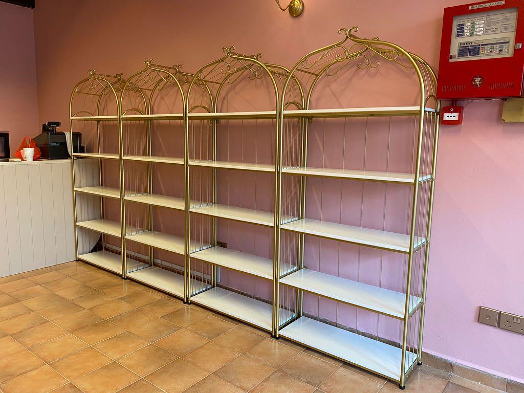 Large classy 80 cm shelf rack gold frame, Furniture & Home Living ...