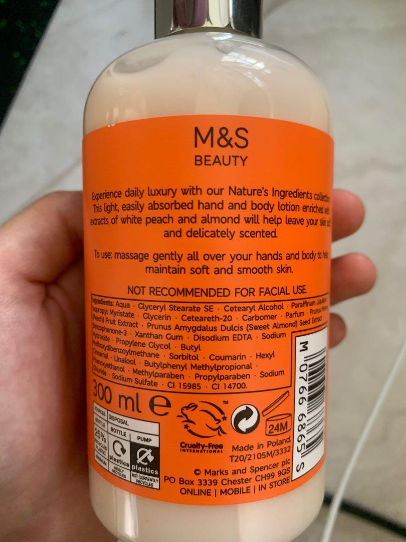 Mark& spencers peach/almond body & hand lotion, Beauty & Personal Care ...