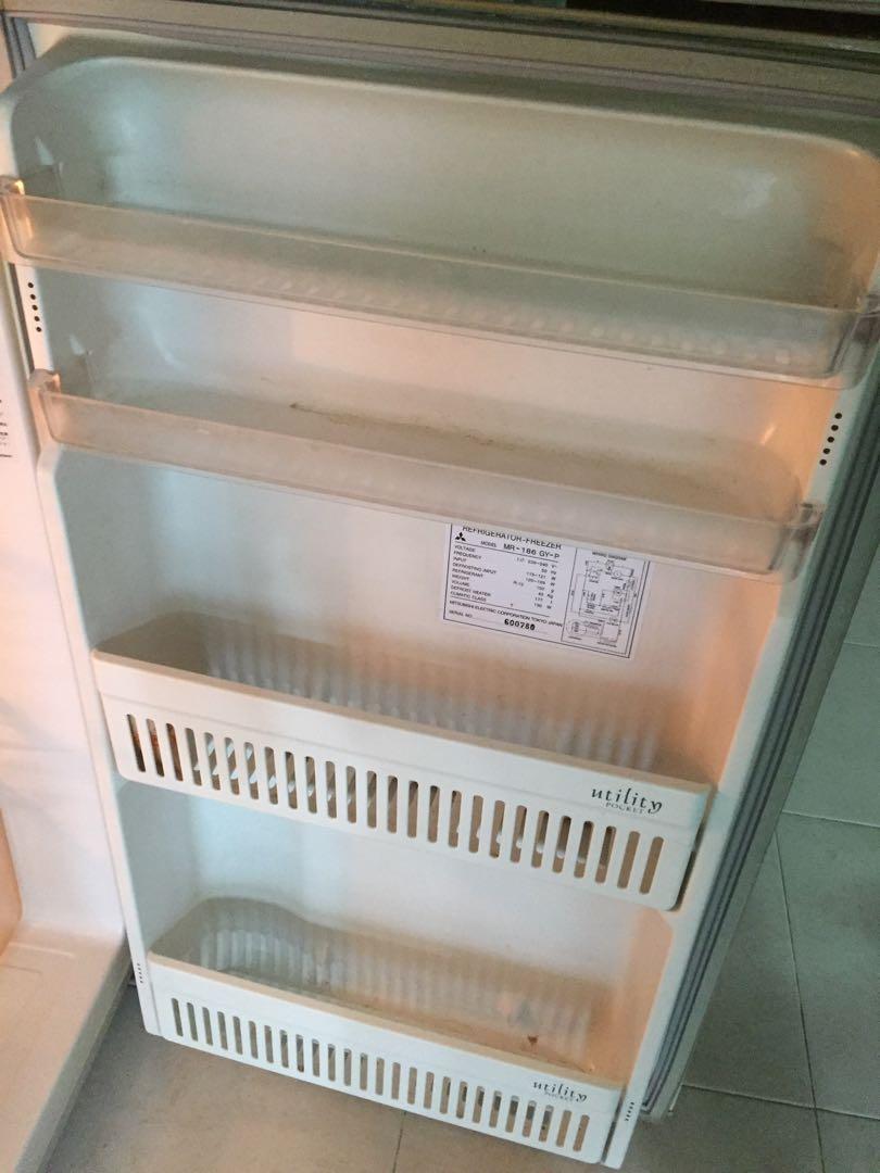 Mitsubishi elegance 2-door fridge refrigerator MR-186GY 185L, TV & Home ...