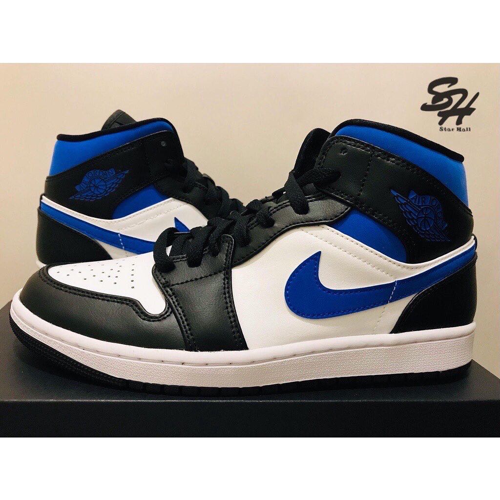 AIR JORDAN 1 MID “ White Royal ” 皇家藍 小閃電 554724-140, 他的時尚, 鞋類, 運動鞋、球鞋在旋轉拍賣