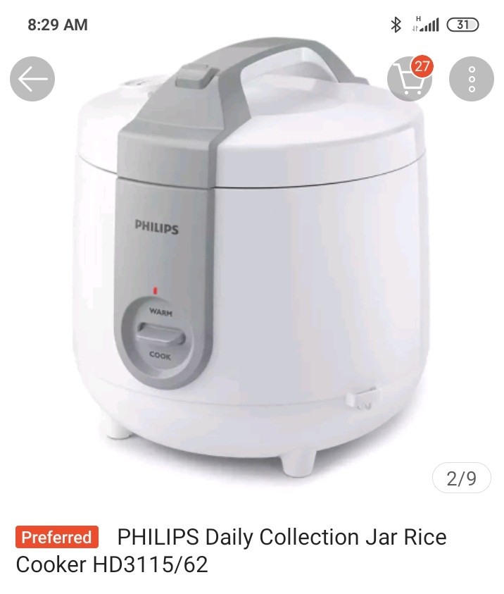 PHILIPS Daily Collection Jar Rice Cooker HD3115/62, TV & Home ...