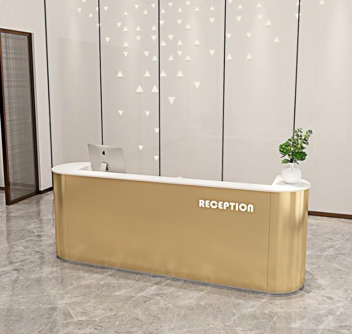 PO TITANIUM GOLD / SILVER HIGH GLOSS SOLID WHITE WOOD CABINET CASHIER ...