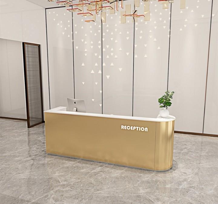 PO TITANIUM GOLD / SILVER HIGH GLOSS SOLID WHITE WOOD CABINET CASHIER ...