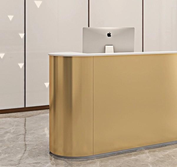 PO TITANIUM GOLD / SILVER HIGH GLOSS SOLID WHITE WOOD CABINET CASHIER ...