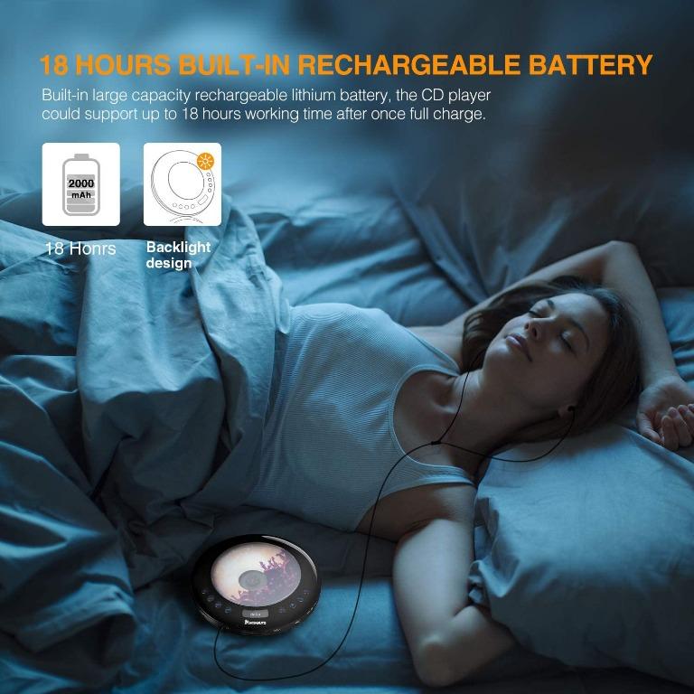 Portable CD Player with FM Transmitter, 18 Hours, Audio, Portable Music ...