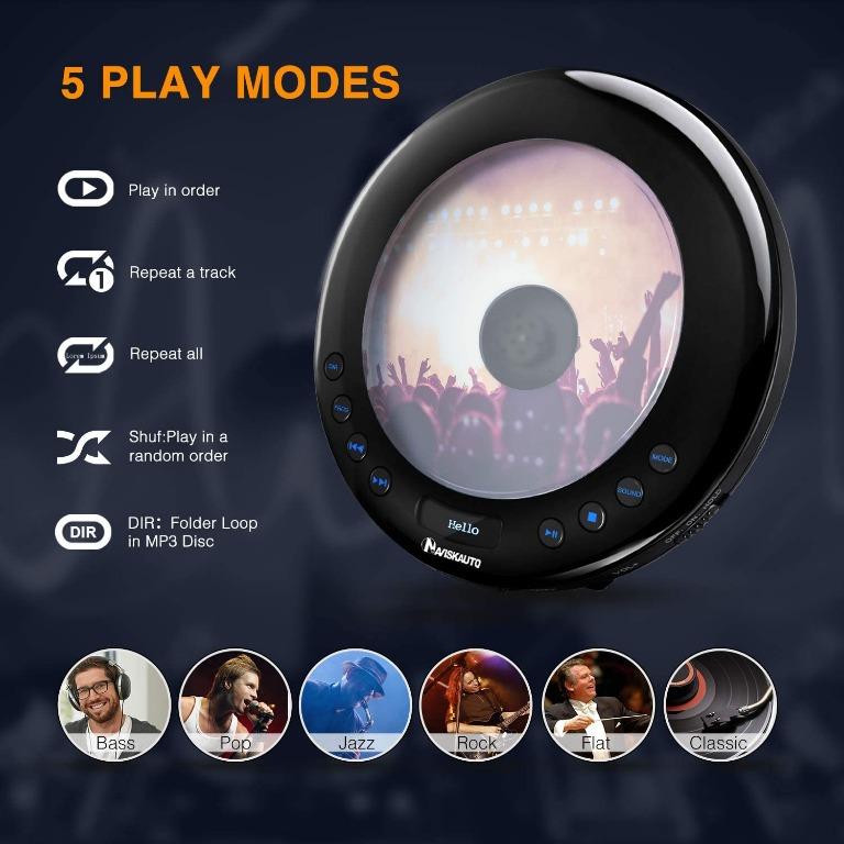 Portable CD Player with FM Transmitter, 18 Hours, Audio, Portable Music ...