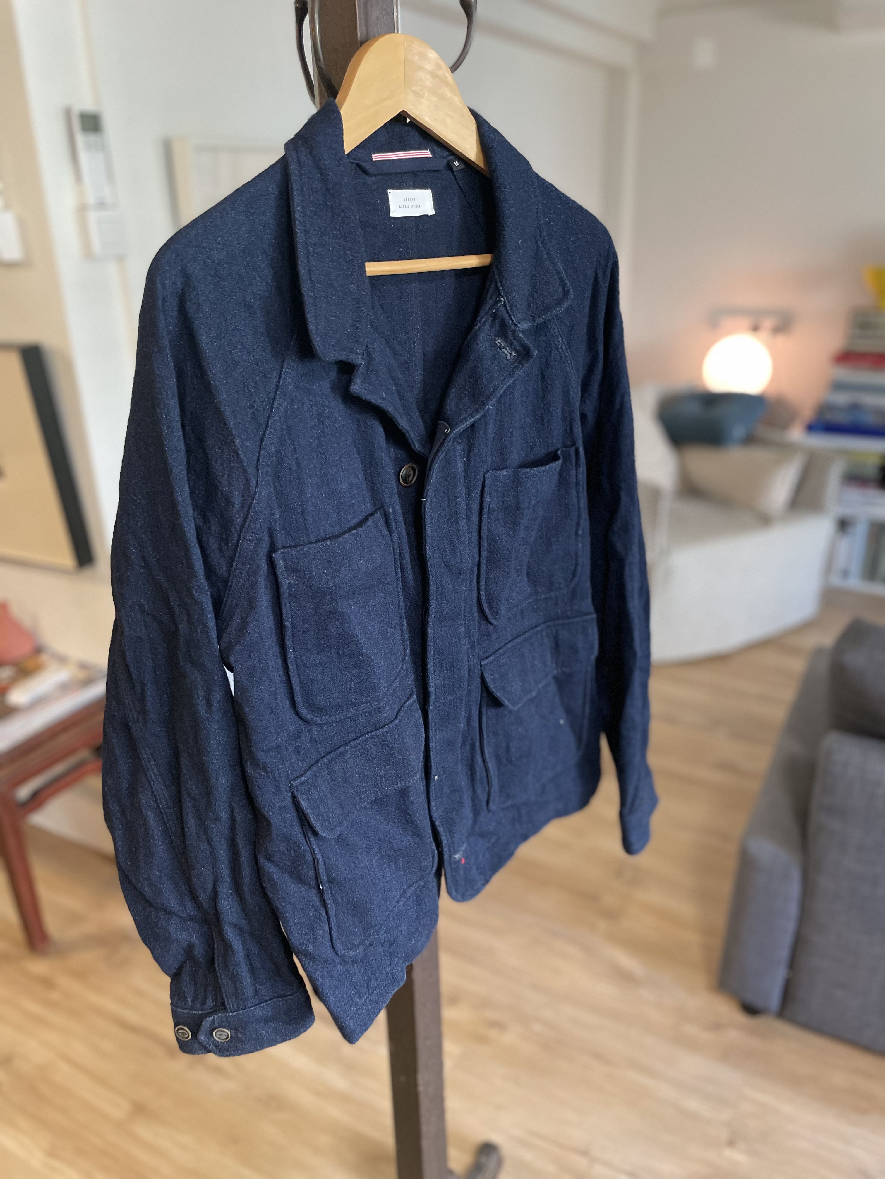 RARE Apolis Global Citizen Indigo Dyed Wool Chore Coat M, Men's Fashion ...