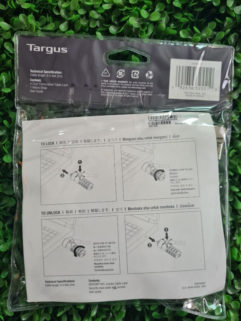 Targus Defcon NCL Combo Cable Lock, Computers & Tech, Parts ...