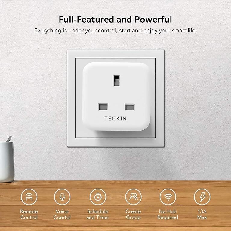 TECKIN Smart Plug 4 Pack, 13A Smart Socket That Works with Alexa (Echo ...