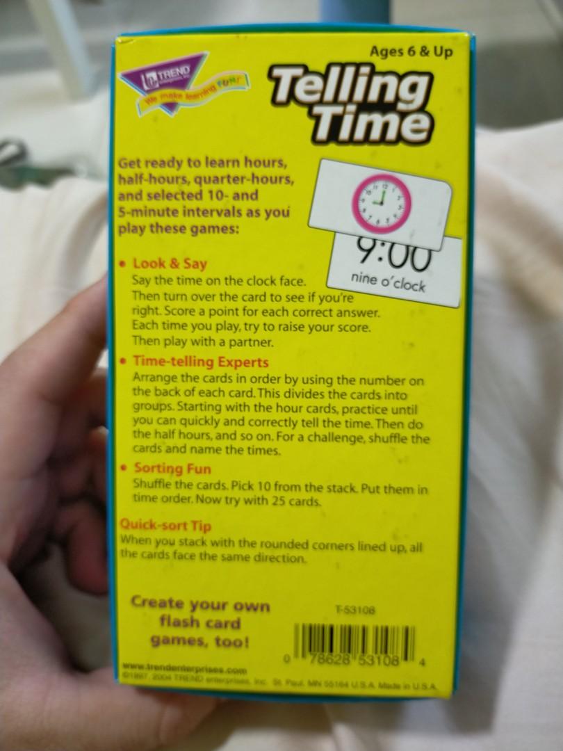 Telling Time flashcards by trend enterprises, Hobbies & Toys, Books ...