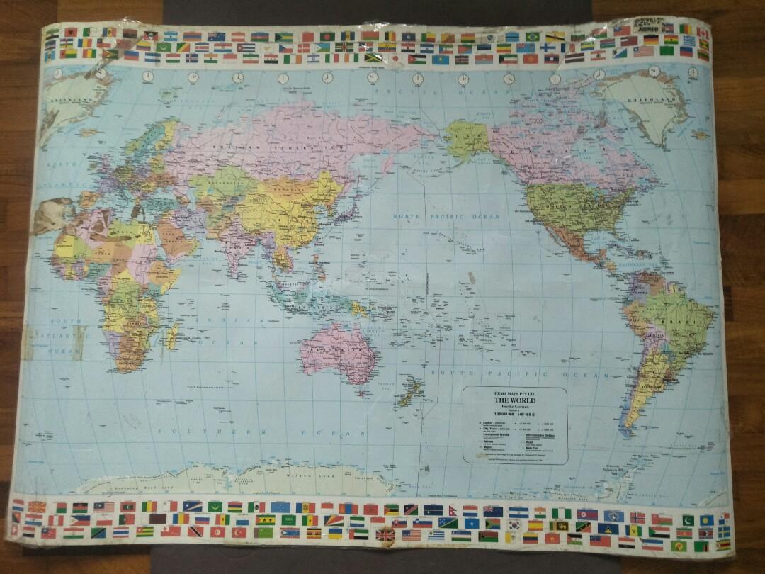 World Map (Large size with flags), Furniture & Home Living, Home Decor ...