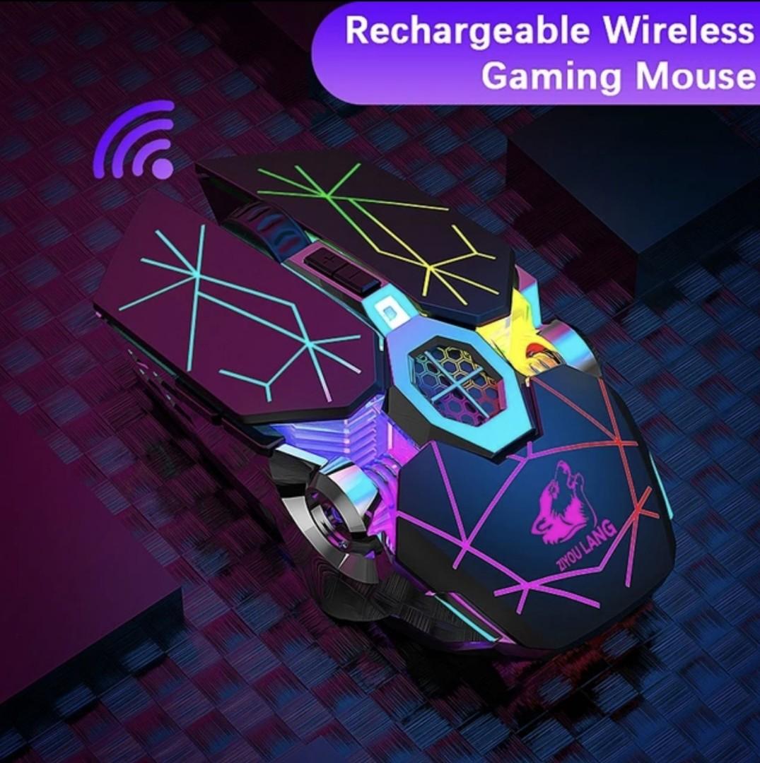 ZIYOU LANG X13 Wireless Rechargeable Game Mouse Mute RGB Gaming Mouse, Ergonomic LED Backlit ...