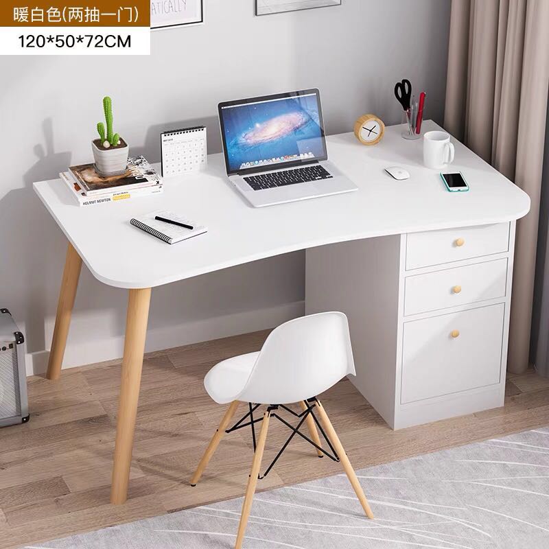 120cm Study Table / study desk with drawers - white, Furniture & Home ...