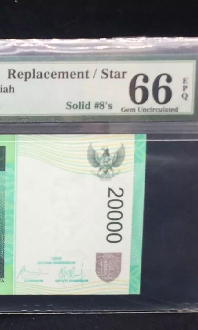 2009 Indonesia, 20000 Rupiah P-144f* "Replacement/Star" Solid 888888 PMG 66 EPQ, Hobbies & Toys ...